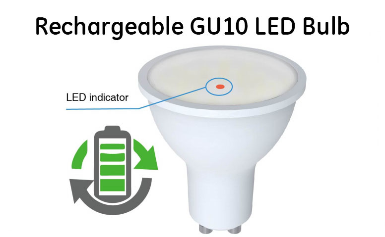 Commercial-Grade Rechargeable GU10 LED Bulb for Emergency and Portable Use